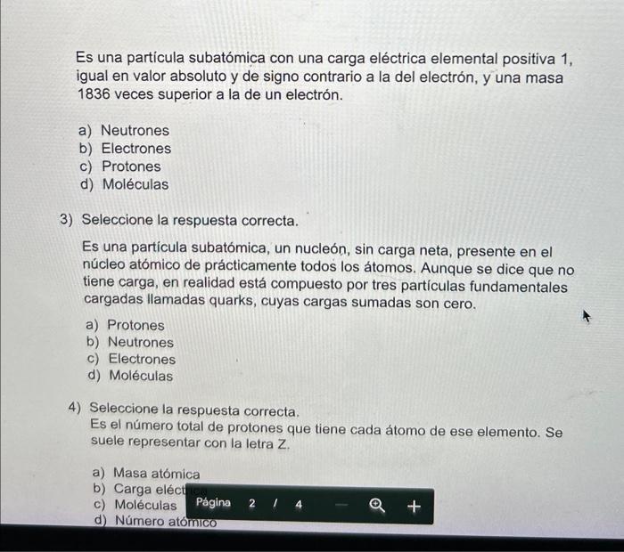 Es una partícula subatómica con una carga eléctrica | Chegg.com