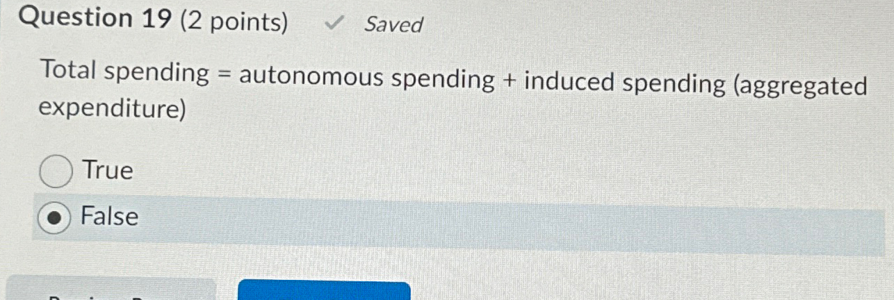 Solved Question 19 (2 ﻿points)SavedTotal spending = | Chegg.com