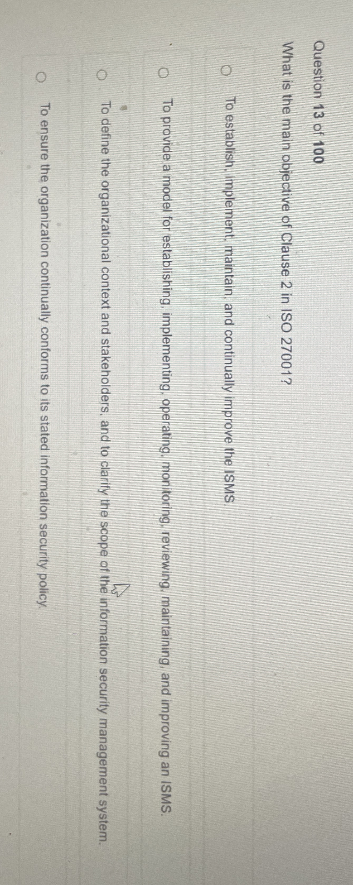 Solved Question 13 ﻿of 100What is the main objective of | Chegg.com