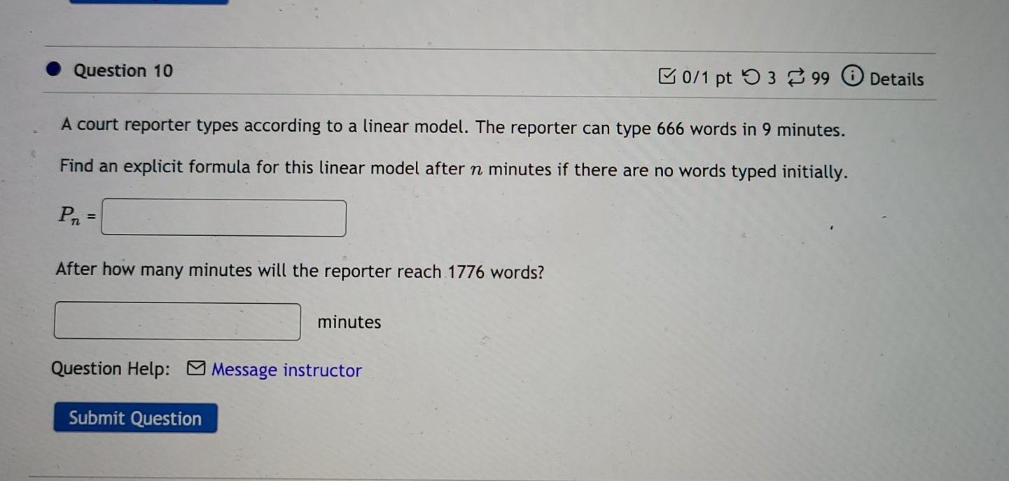 Solved Question 10 0/1 pt 5399 Details A court reporter | Chegg.com