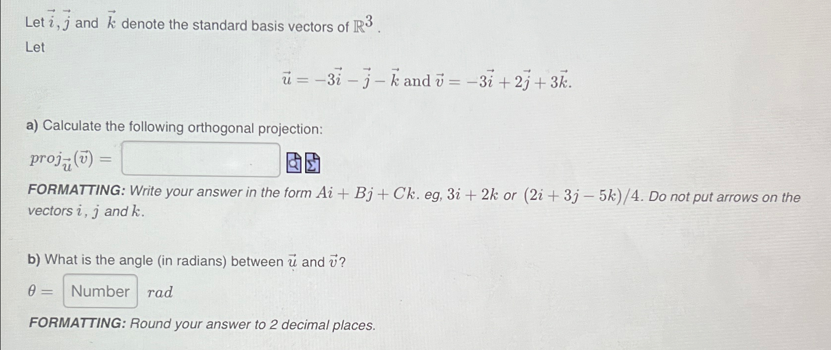Solved Let vec(i),vec(j) ﻿and vec(k) ﻿denote the standard | Chegg.com