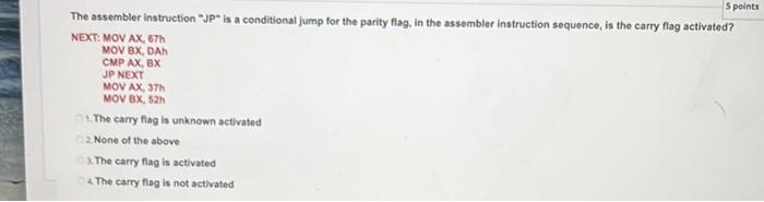 Solved The Assembler Instruction Jp Is A Conditional Jump