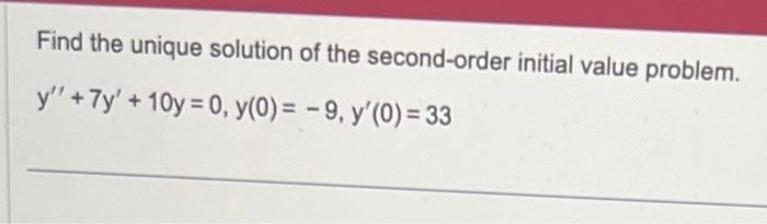 Solved Find the unique solution of the second-order initial | Chegg.com