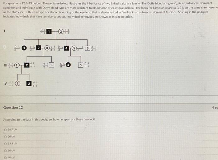 Solved For questions 12E13 below: The pedigree below | Chegg.com
