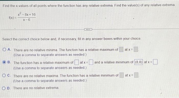 Solved Find the x-values of all points where the function | Chegg.com