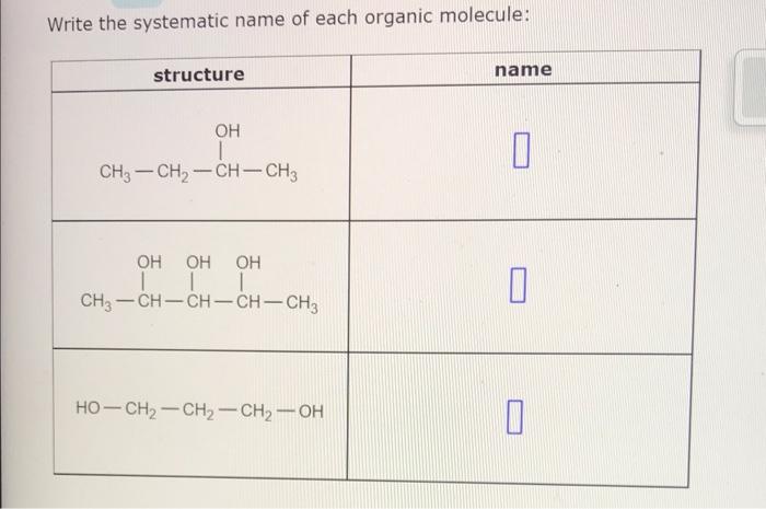 Solved Write the systematic name of each organic molecule: | Chegg.com