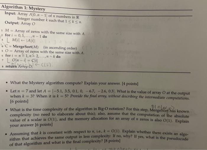 Solved algorithmwant to know the answer for the last bullet | Chegg.com