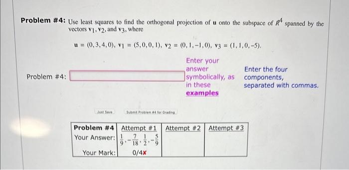 Solved roblem \#4: Use least squares to find the orthogonal | Chegg.com