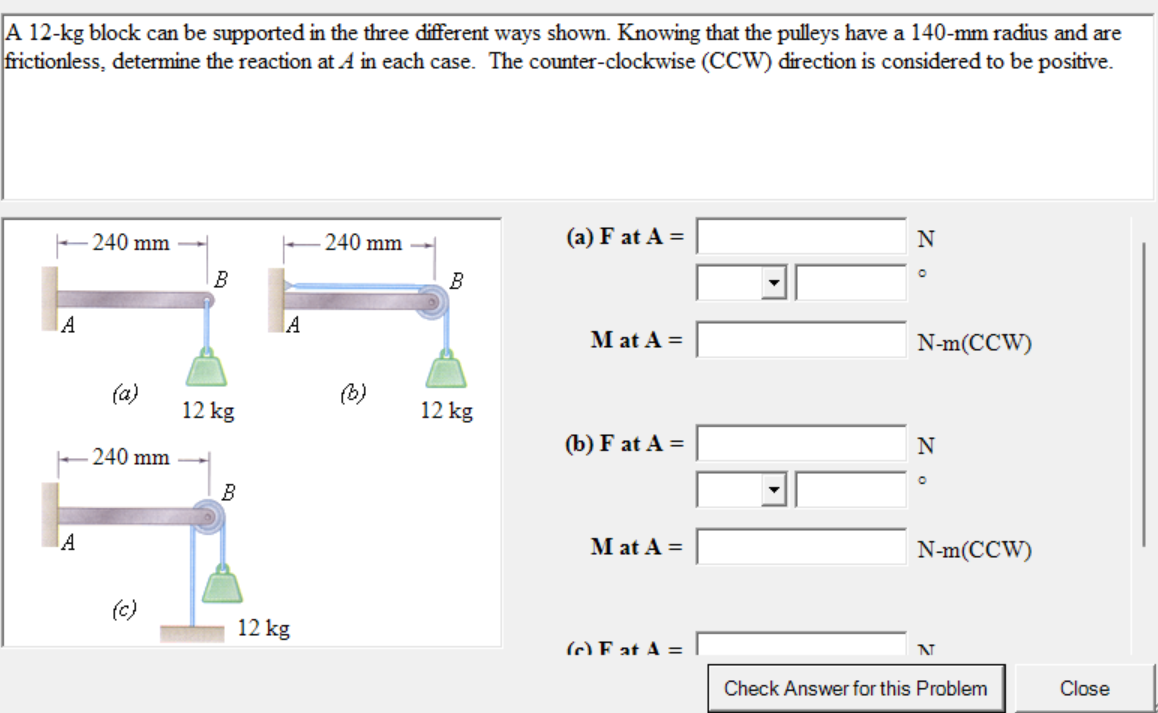 Solved A 12-kg ﻿block can be ﻿supported in ﻿the three | Chegg.com