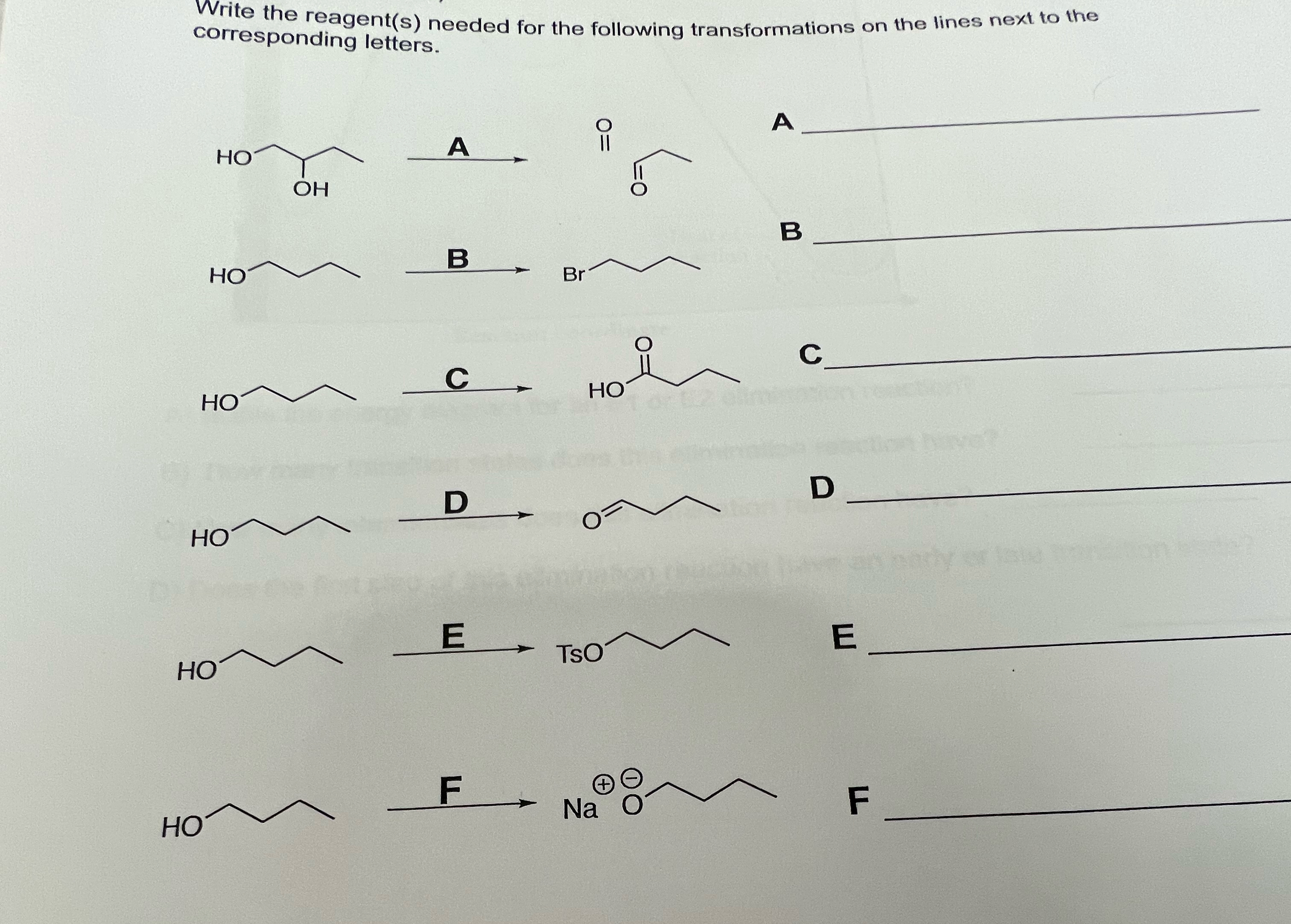 Solved Write the reagent(s) ﻿needed for the following | Chegg.com