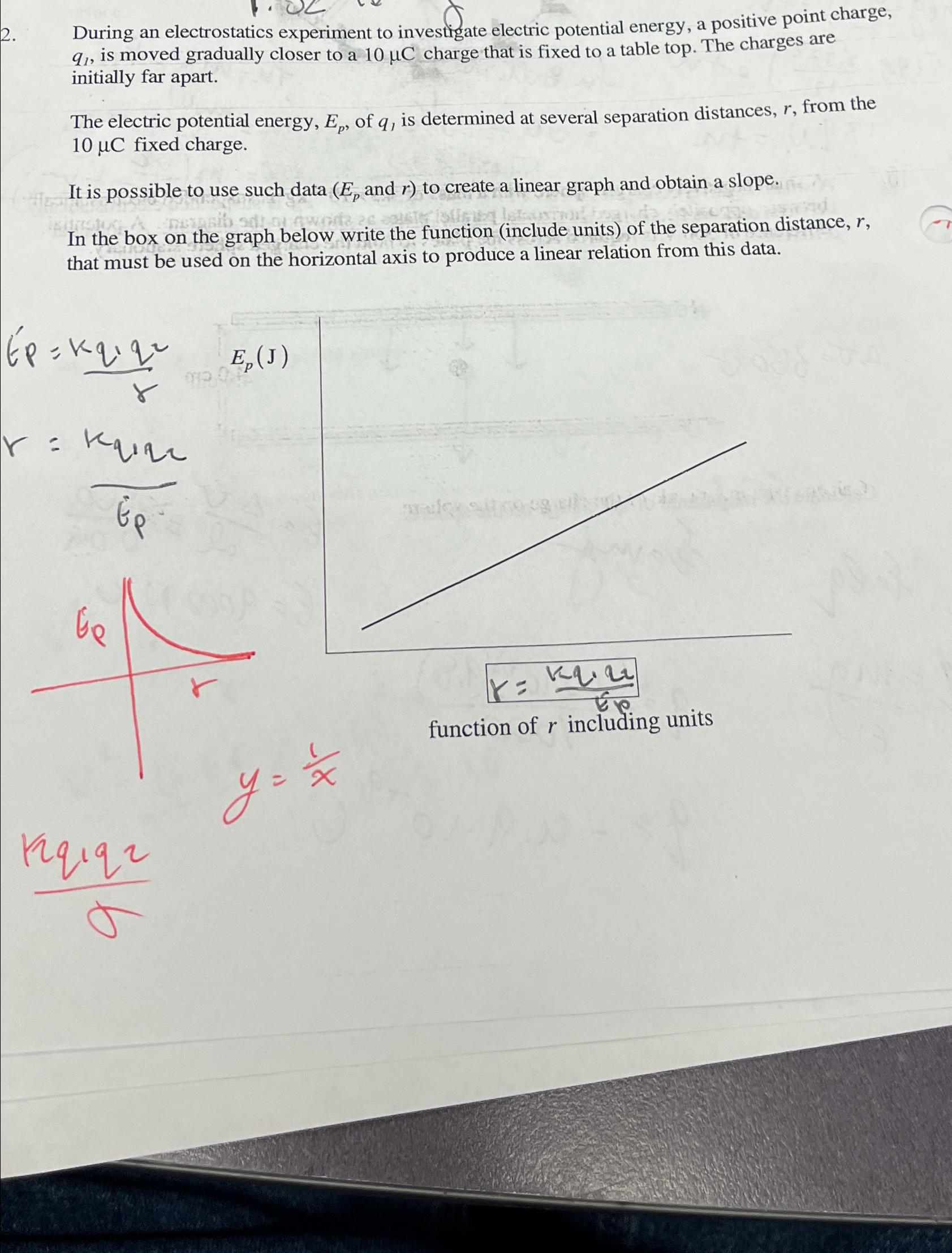 Solved During an electrostatics experiment to investigate | Chegg.com