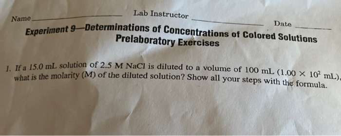 Solved Name Lab Instructor Date Determinations of | Chegg.com