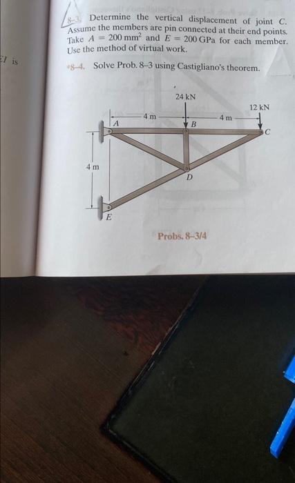 Solved 8-3. Determine the vertical displacement of joint C. | Chegg.com