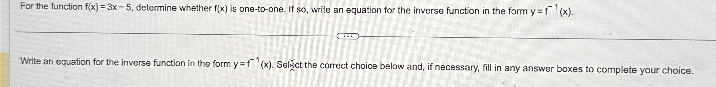 Solved For the function f(x)=3x-5, ﻿determine whether f(x) | Chegg.com