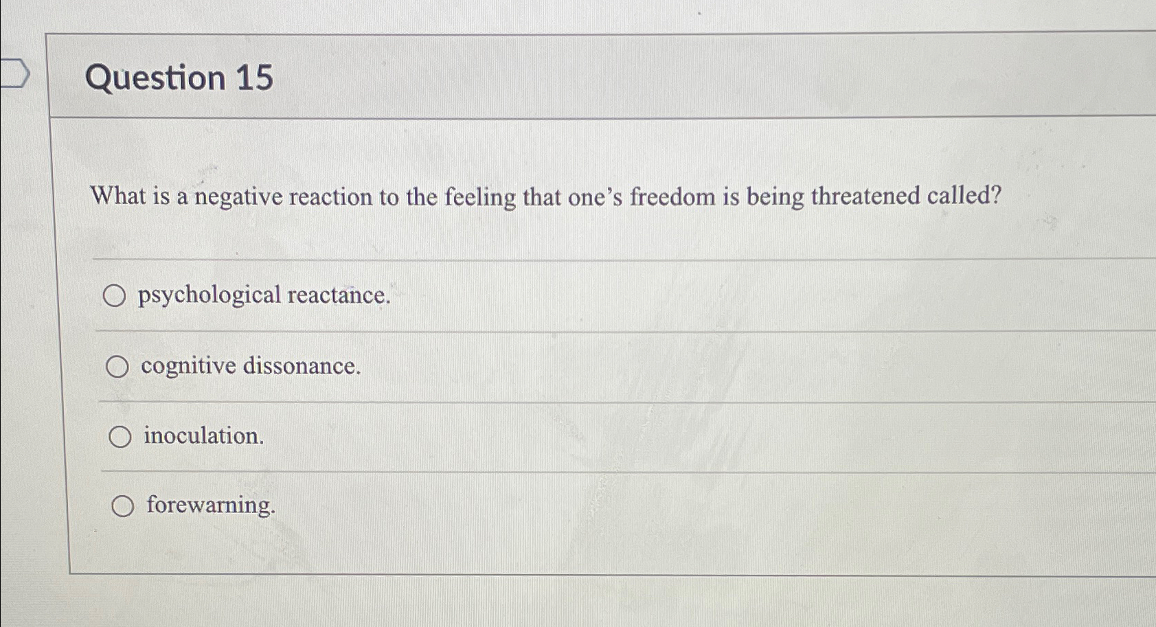 Solved Question 15What is a negative reaction to the feeling | Chegg.com