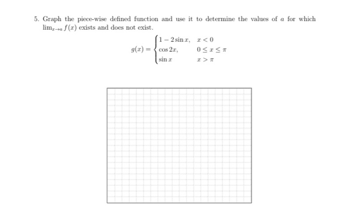Solved 5. Graph the piece-wise defined function and use it | Chegg.com