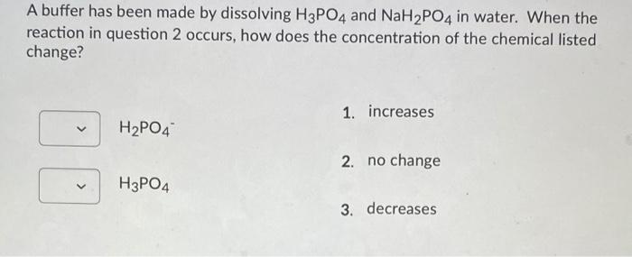 Solved A buffer solution is made by adding H3PO4 and NaH2PO4 | Chegg.com