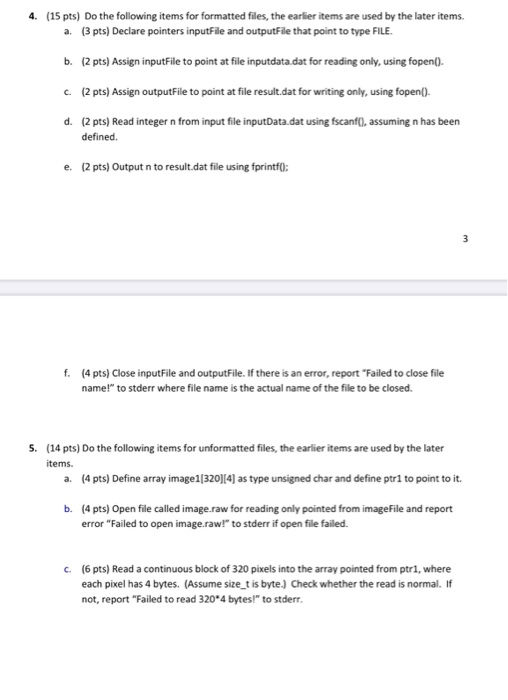 Solved pts) Do the following items for formatted files, the | Chegg.com