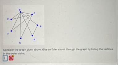 Solved Consider the graph given above. Give an Euler circuit | Chegg.com
