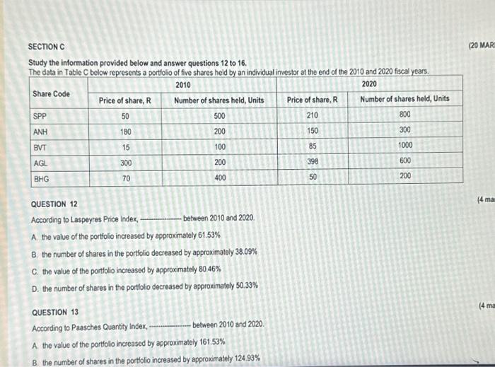 Solved SECTION C Study the information provided below and | Chegg.com