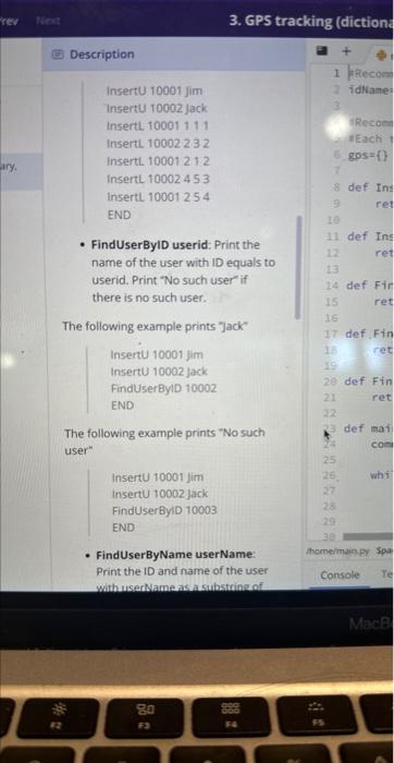 Solved Description 3. GPS tracking (dictionary, list, tuple | Chegg.com