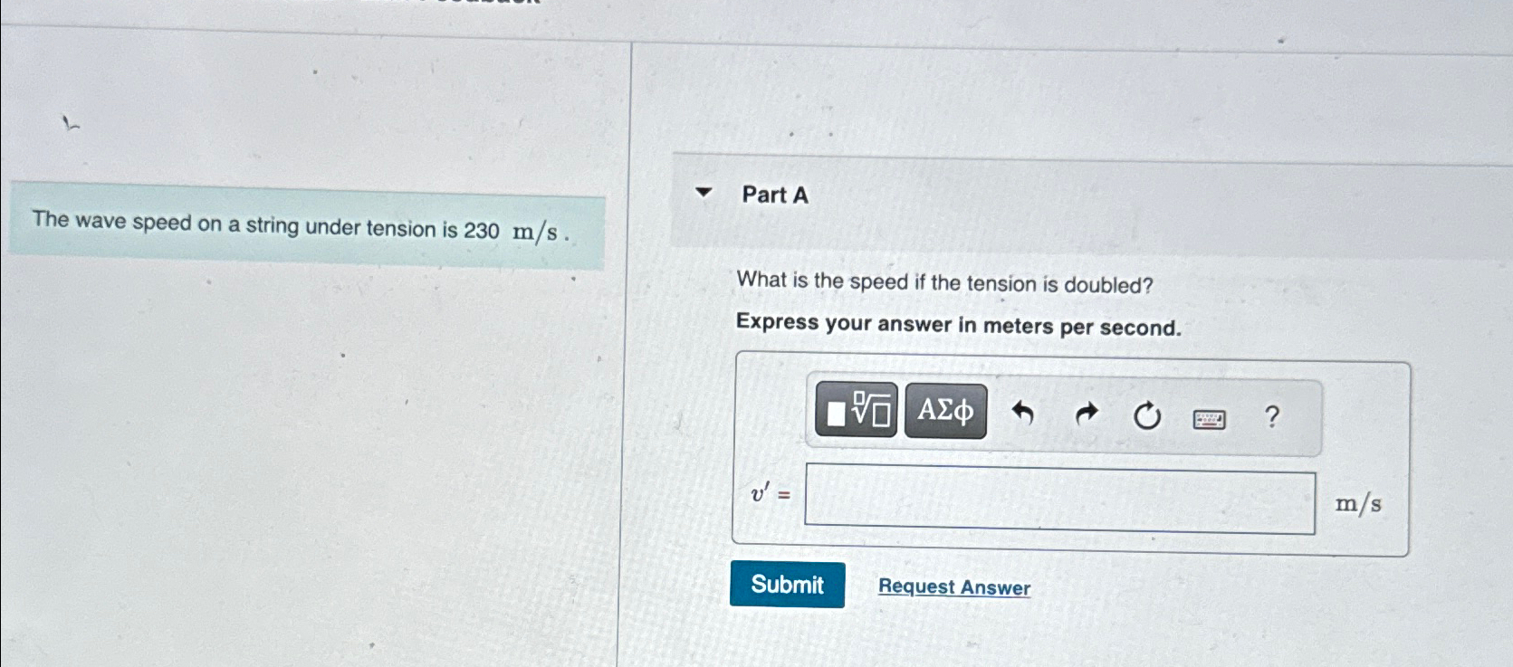 Solved The wave speed on a string under tension is | Chegg.com