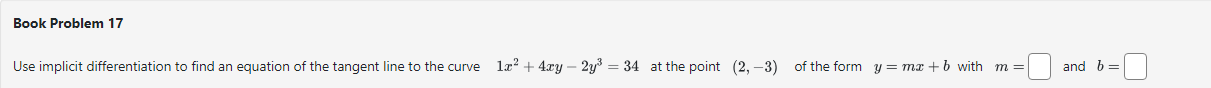 Solved Book Problem 17Use implicit differentiation to find | Chegg.com