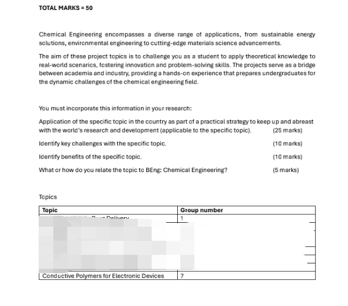 Solved TOTAL MARKS =50Chemical Engineering encompasses a | Chegg.com