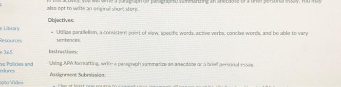 also opt to write an original short story. | Chegg.com