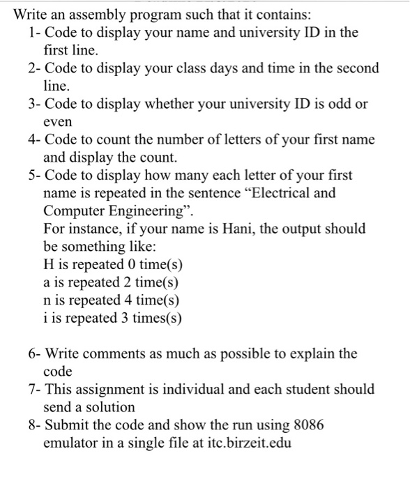 Solved Write an assembly program such that it contains: 1- | Chegg.com