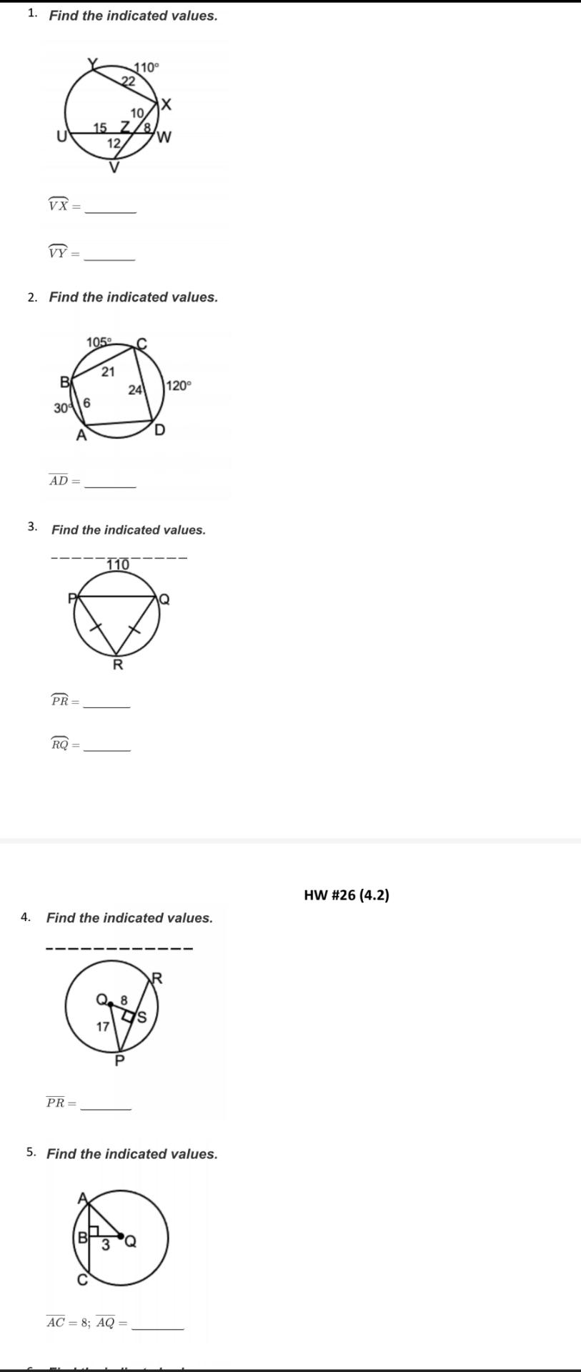 Solved Find the indicated values.Vx⏜=VY⏜=Find the indicated | Chegg.com