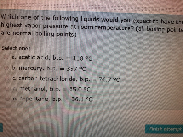 Solved Which one of the following liquids would you expect | Chegg.com