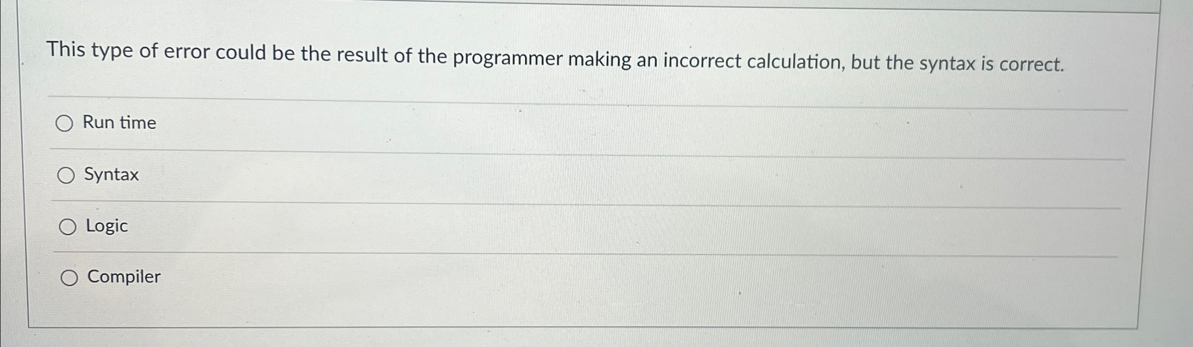 Solved This type of error could be the result of the | Chegg.com