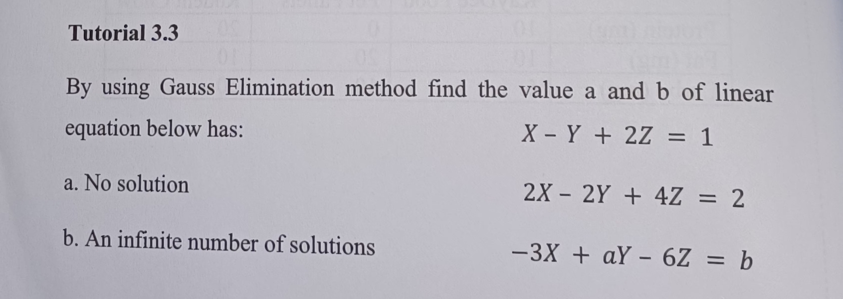 Solved Tutorial 3.3By using Gauss Elimination method find | Chegg.com