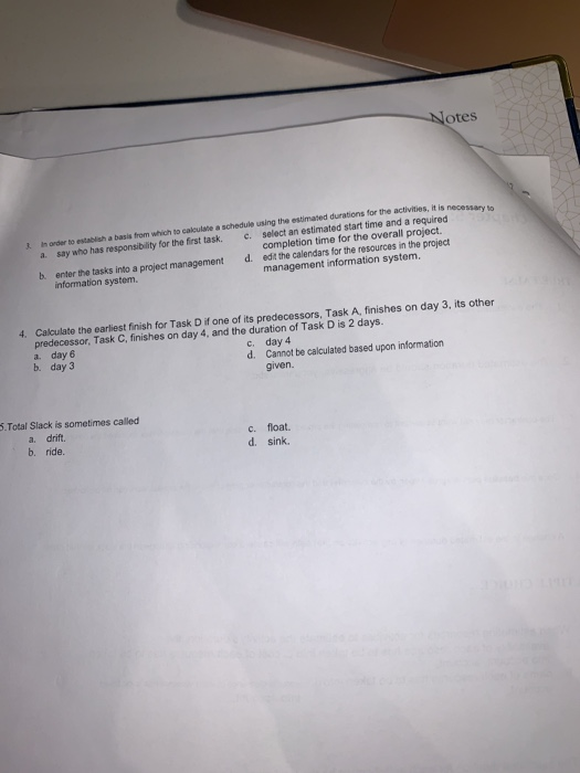 Solved apter 5: Developing the Schedule TRUE FALSE The | Chegg.com