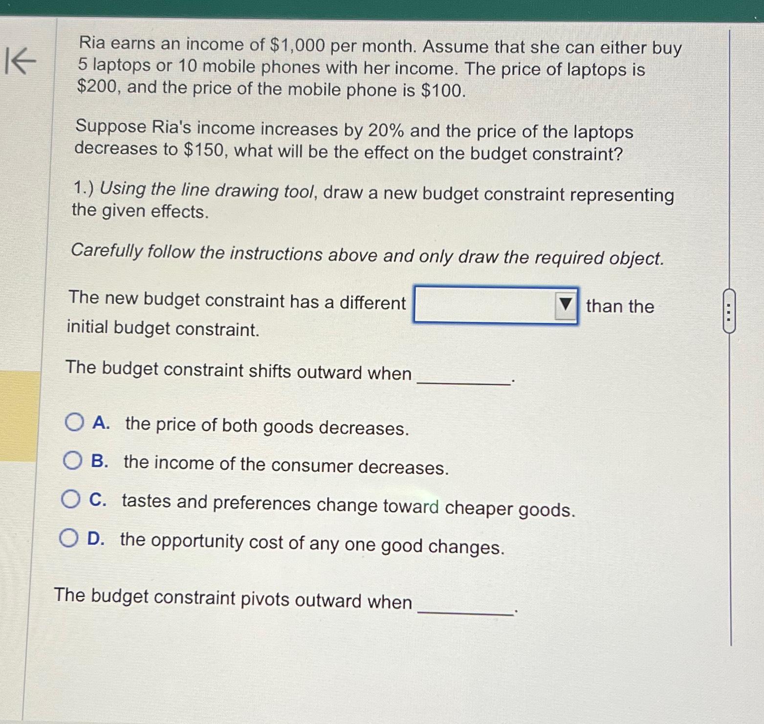 Solved Ria earns an income of $1,000 ﻿per month. Assume that | Chegg.com