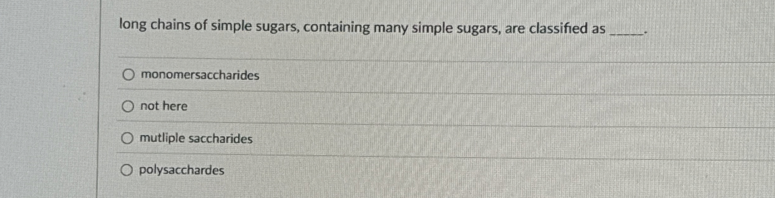 Solved long chains of simple sugars, containing many simple | Chegg.com