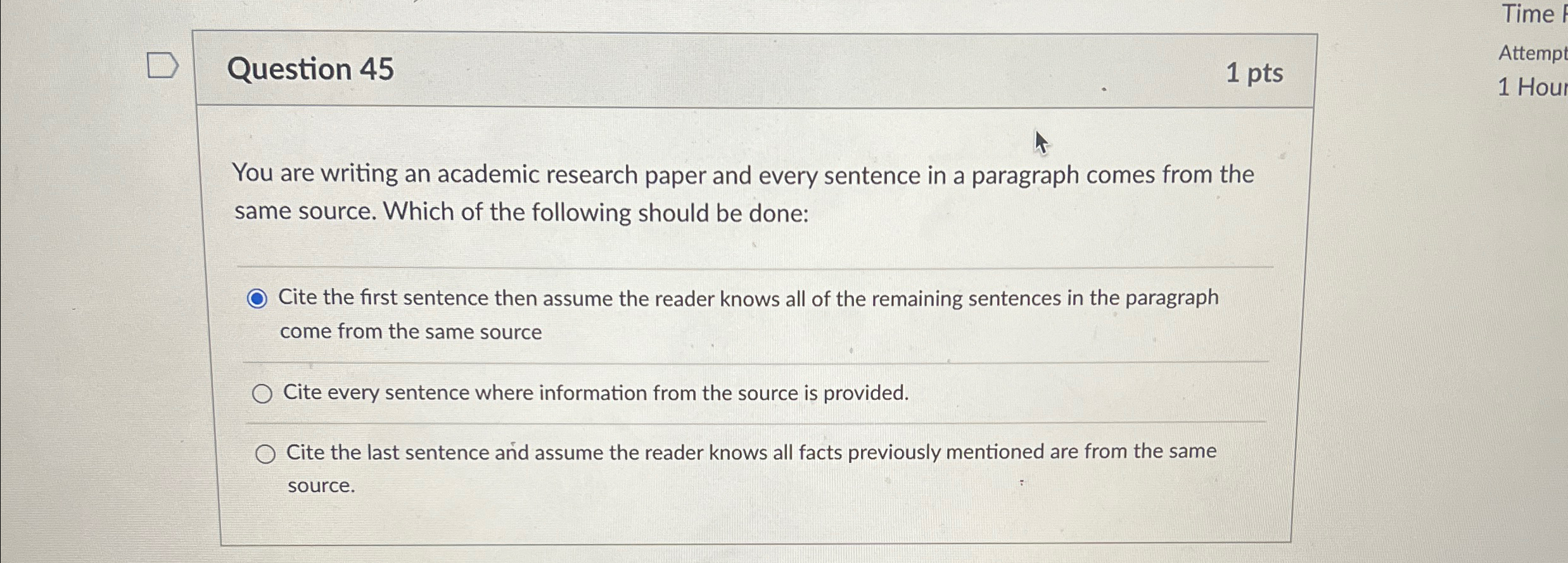 Solved Question 451 ﻿ptsYou are writing an academic research | Chegg.com