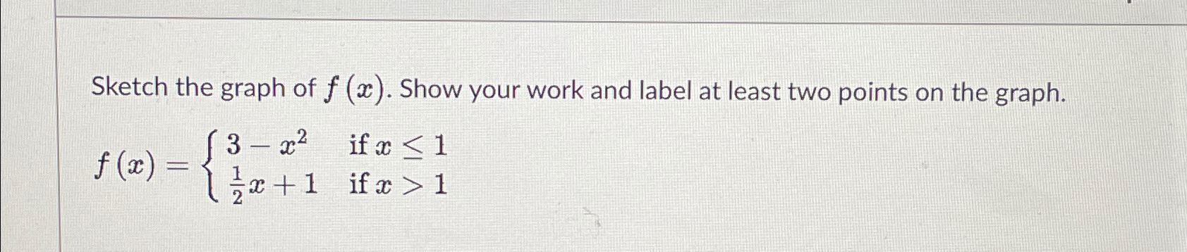 Solved Sketch the graph of f(x). ﻿Show your work and label | Chegg.com