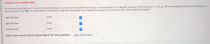 Solved Chapter 31, Problem 003 In a certain oscillating LC | Chegg.com