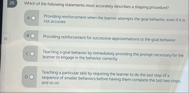 Solved 20 ﻿Which of the following statements most accurately | Chegg.com