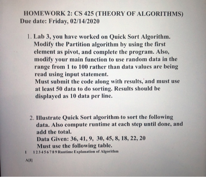 Solved HOMEWORK 2: CS 425 (THEORY OF ALGORITHMS) Due date: | Chegg.com