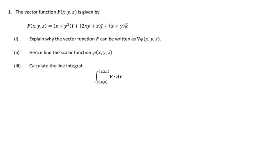 Solved The vector function F(x,y,z) ﻿is given | Chegg.com