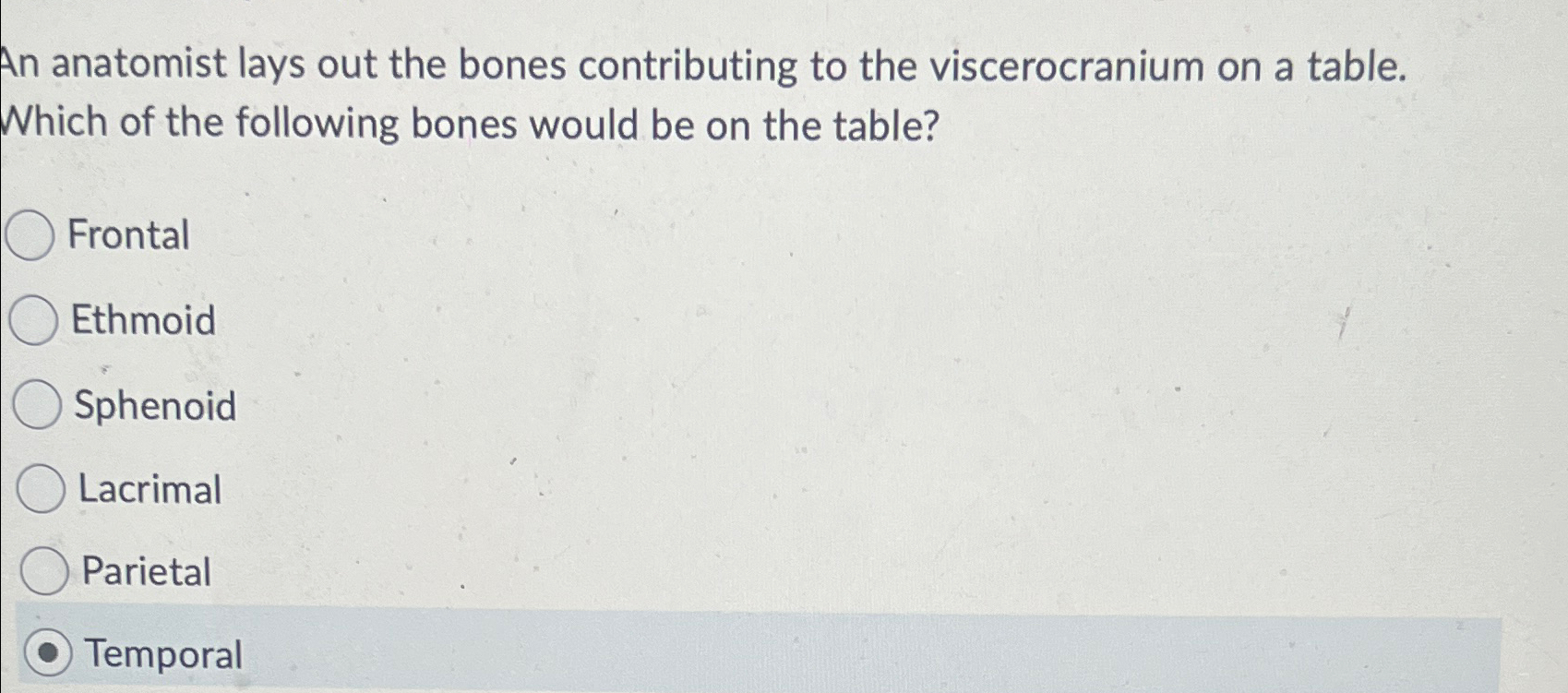 Solved An anatomist lays out the bones contributing to the | Chegg.com