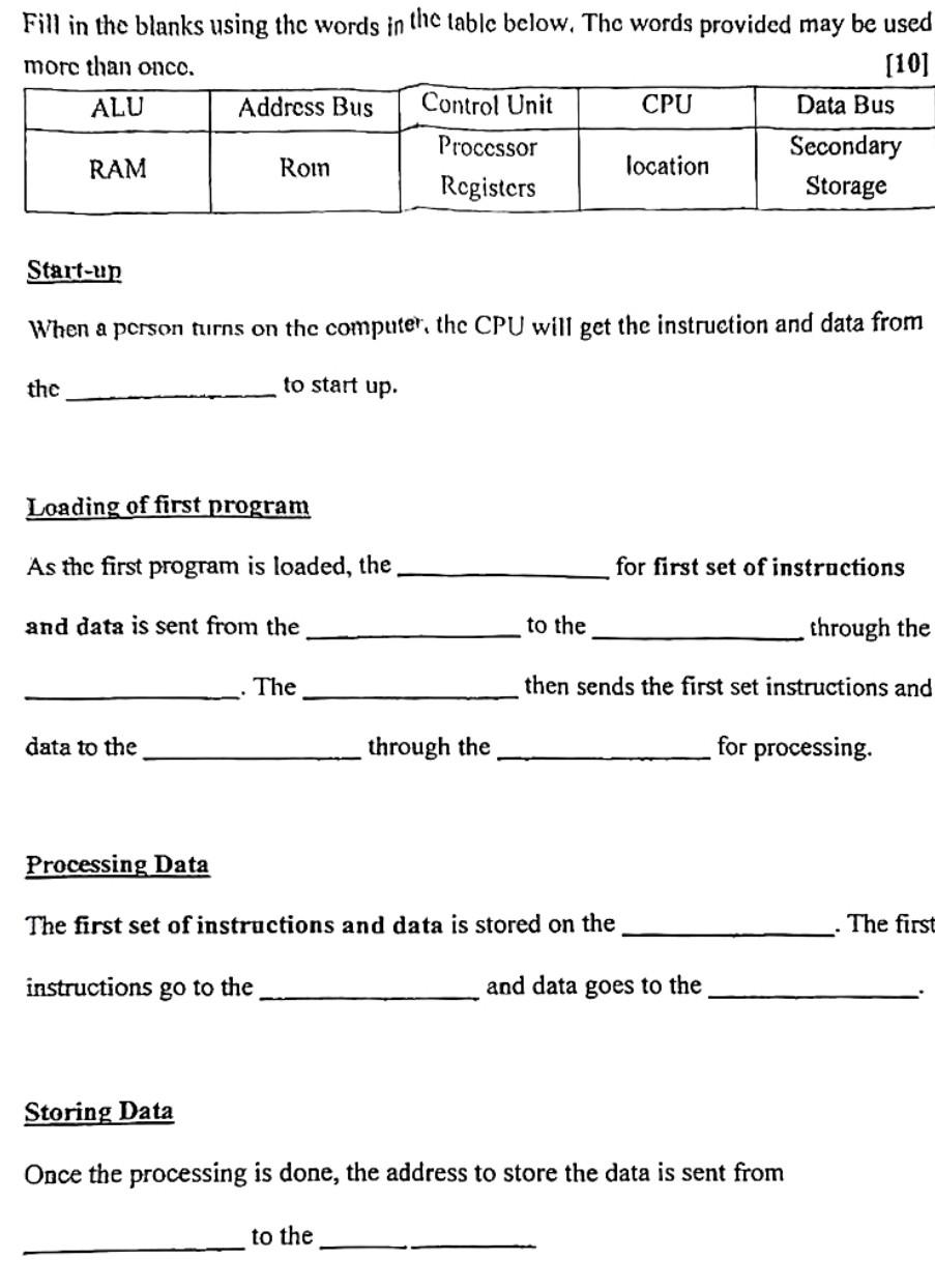 Solved Fill in the blanks using the words in the table | Chegg.com