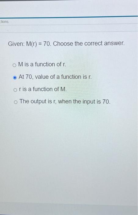 Solved ctions Given: M(r) = 70. Choose the correct answer. | Chegg.com Solved ctions Given: M(r) = 70. Choose the correct answer. | Chegg.com