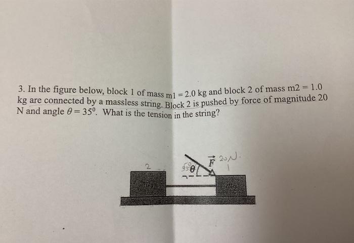 Solved 3. In the figure below, block 1 of mass m1=2.0 kg and | Chegg.com