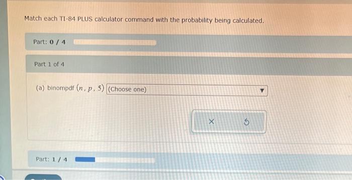 Solved Match each TI-84 PLUS calculator command with the | Chegg.com