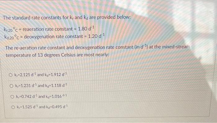 Solved The standard rate constants for kr and kd are | Chegg.com