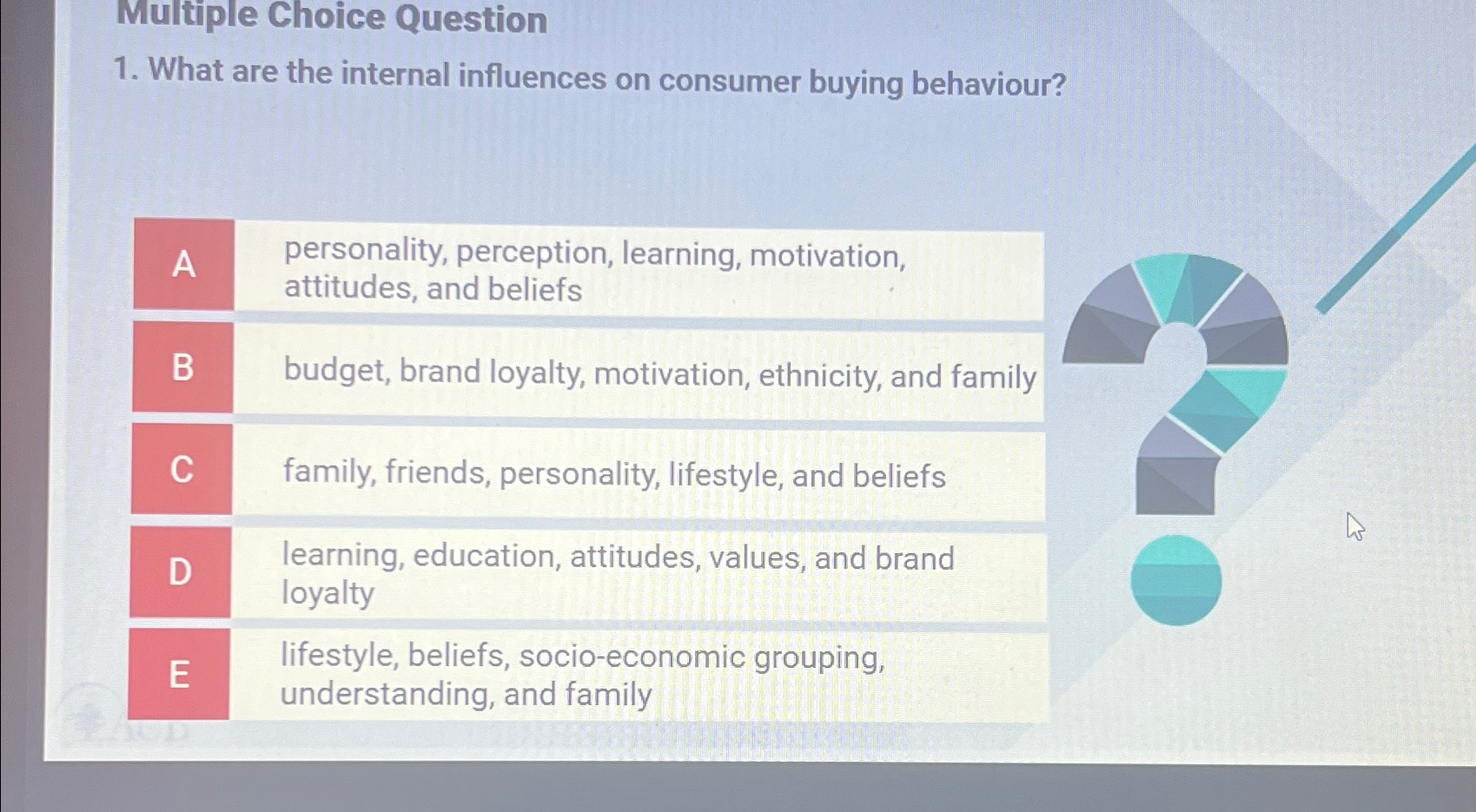 Solved Multiple Choice QuestionWhat are the internal | Chegg.com